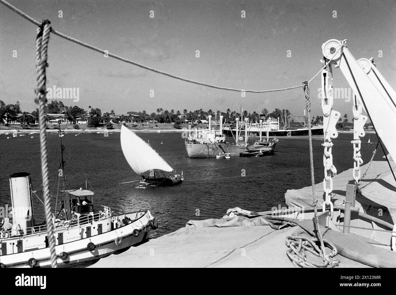 Historic View of the Port, Harbour or Harbor of Dar es Salaam Tanzania ...