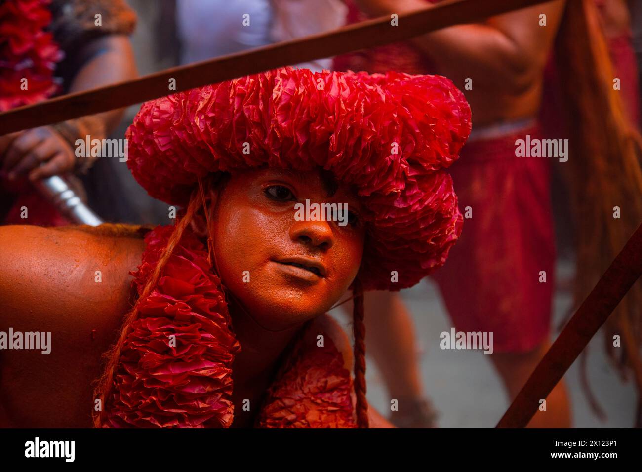 Hindu devotees dance with swords in celebration of the Lal Kach ...