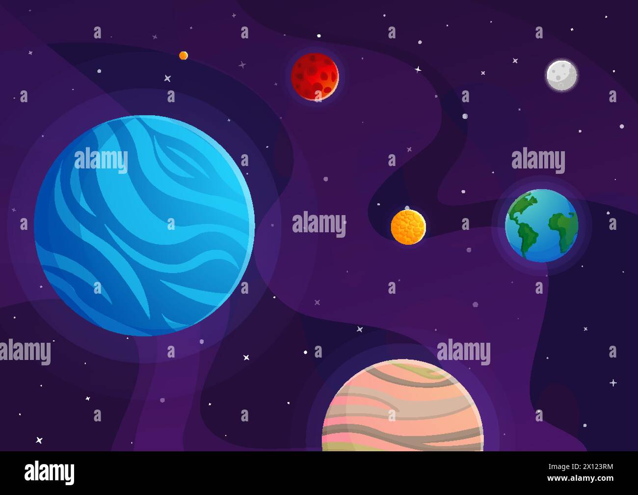 Space cartoon background. Cute design for landing page, banner or ...