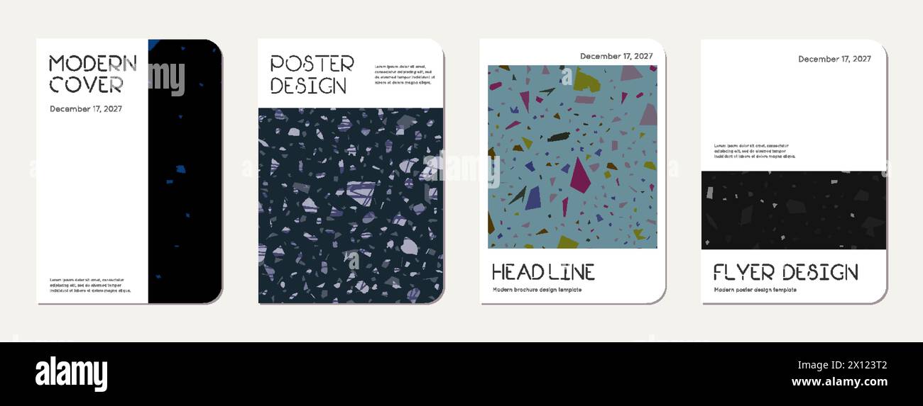 School notebook cover design. Terrazzo abstract background made of ...