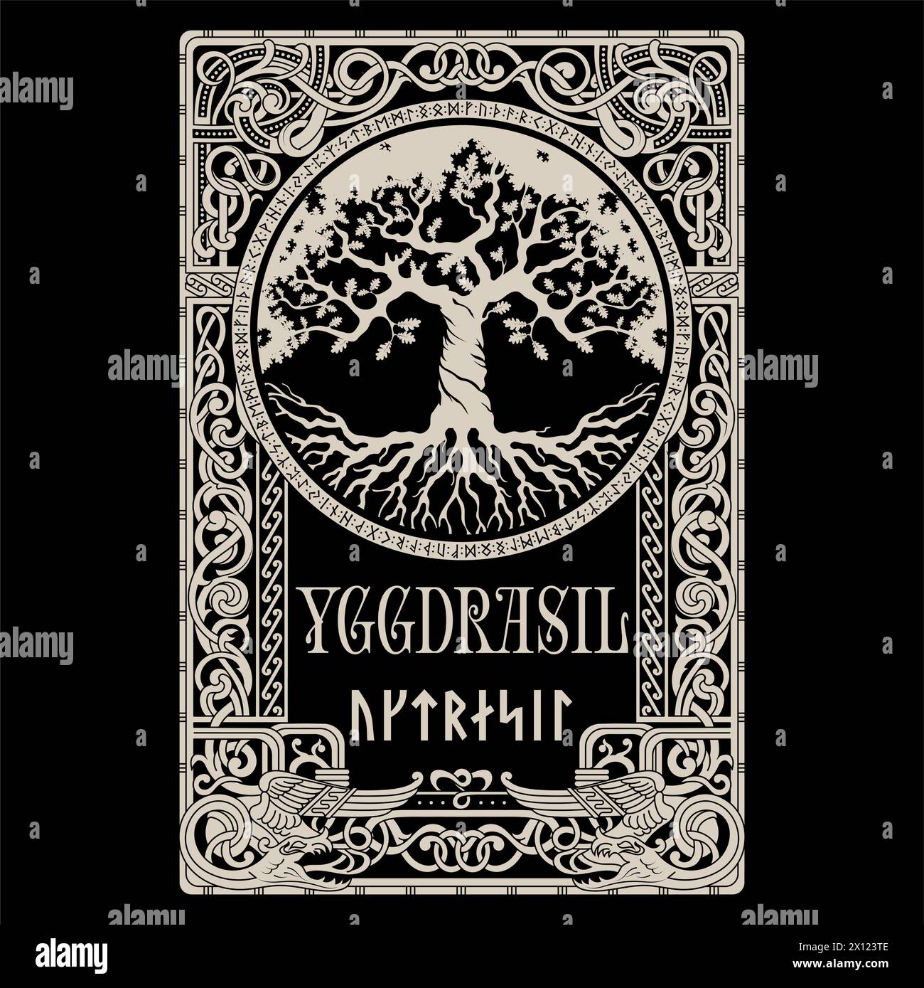 Viking design. World Tree from Scandinavian mythology - Yggdrasil and ...