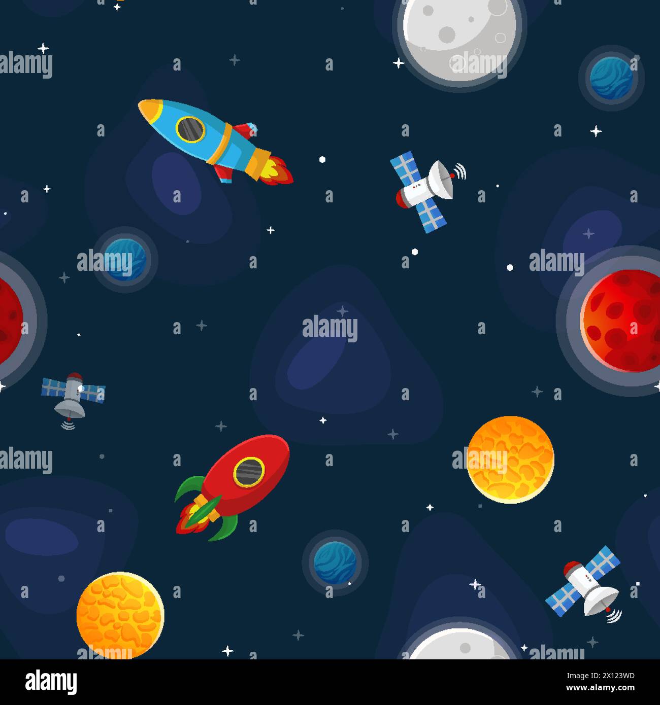 Space cartoon seamless pattern. Cute design for kids fabric and ...