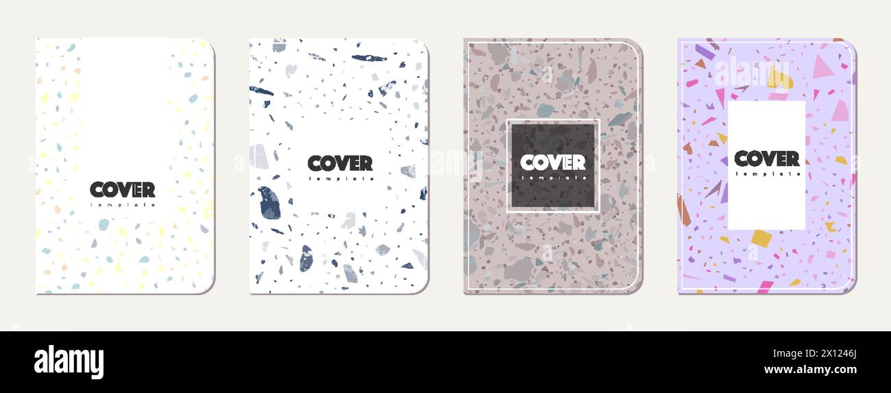 School notebook cover design. Terrazzo abstract background made of ...