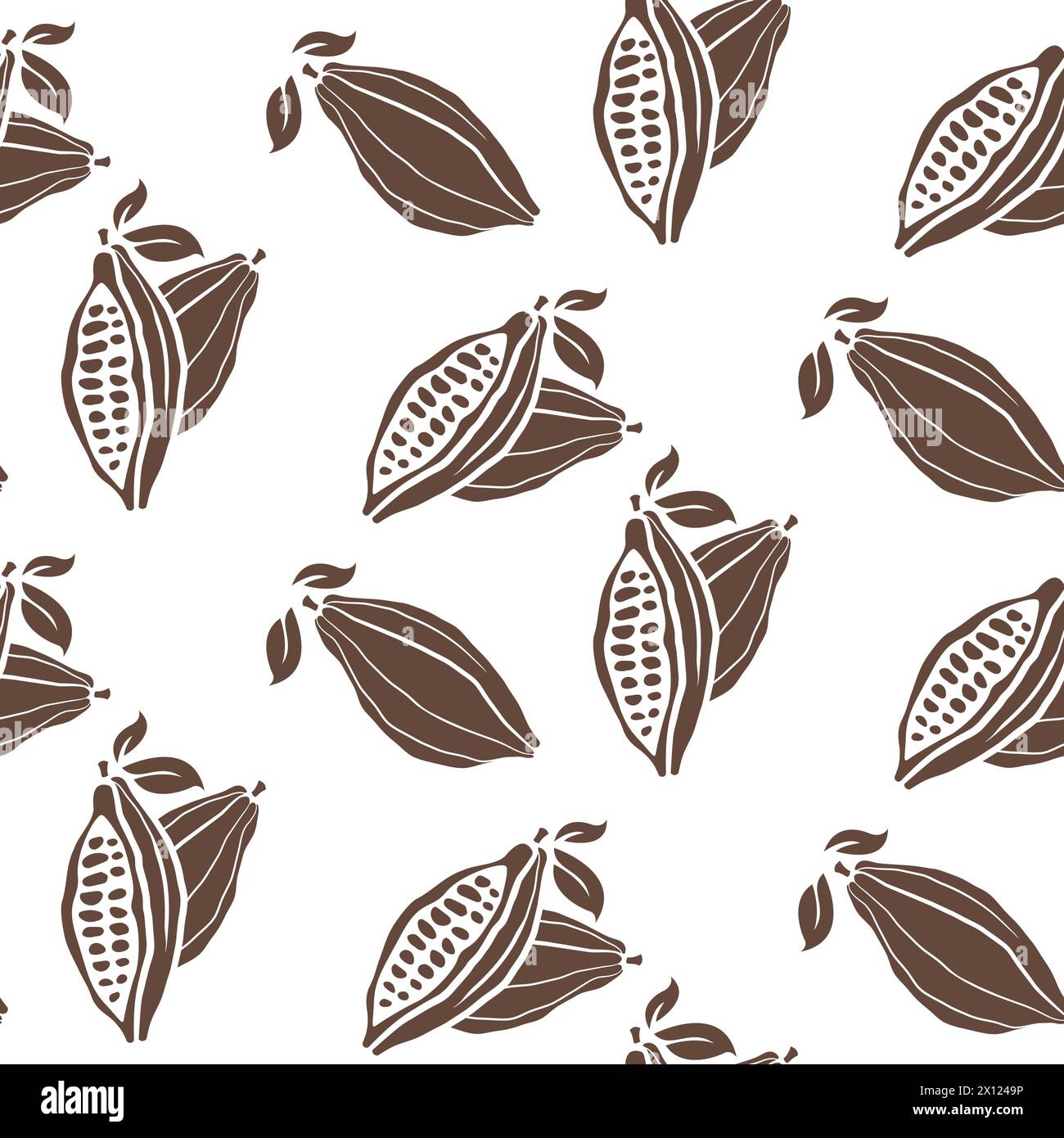 Cacao beans pattern vector illustration. Cocoa hand drawn doodle ...