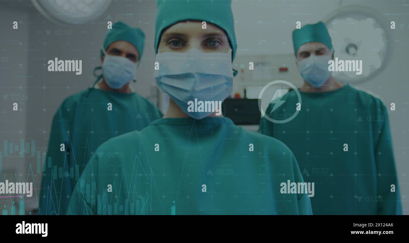 Image Of Statistical Data Processing Over Team Of Surgeons In Operation
