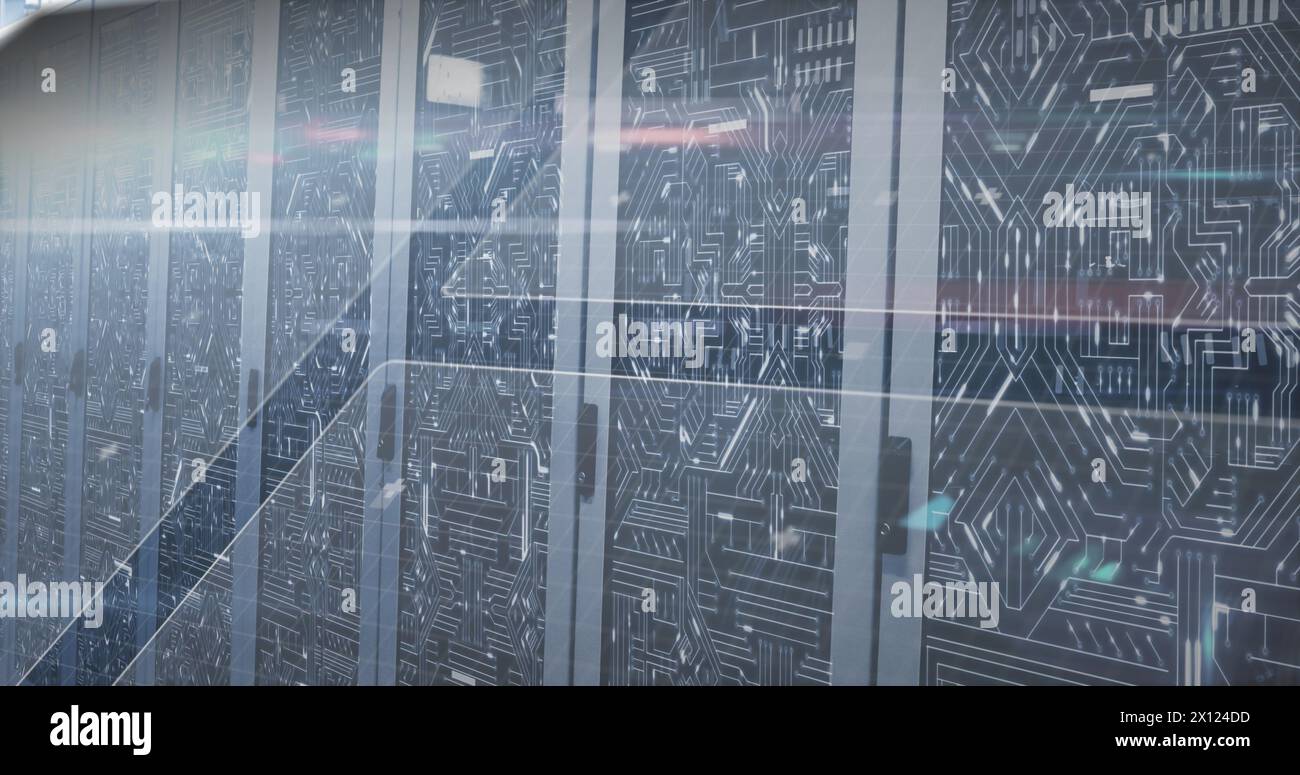 Image of mathematical equations with data processing over server room Stock Photo - Alamy