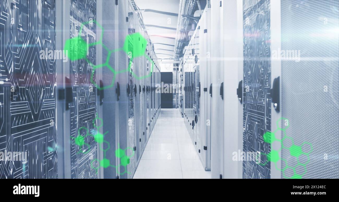 Image of data processing over server room Stock Photo - Alamy