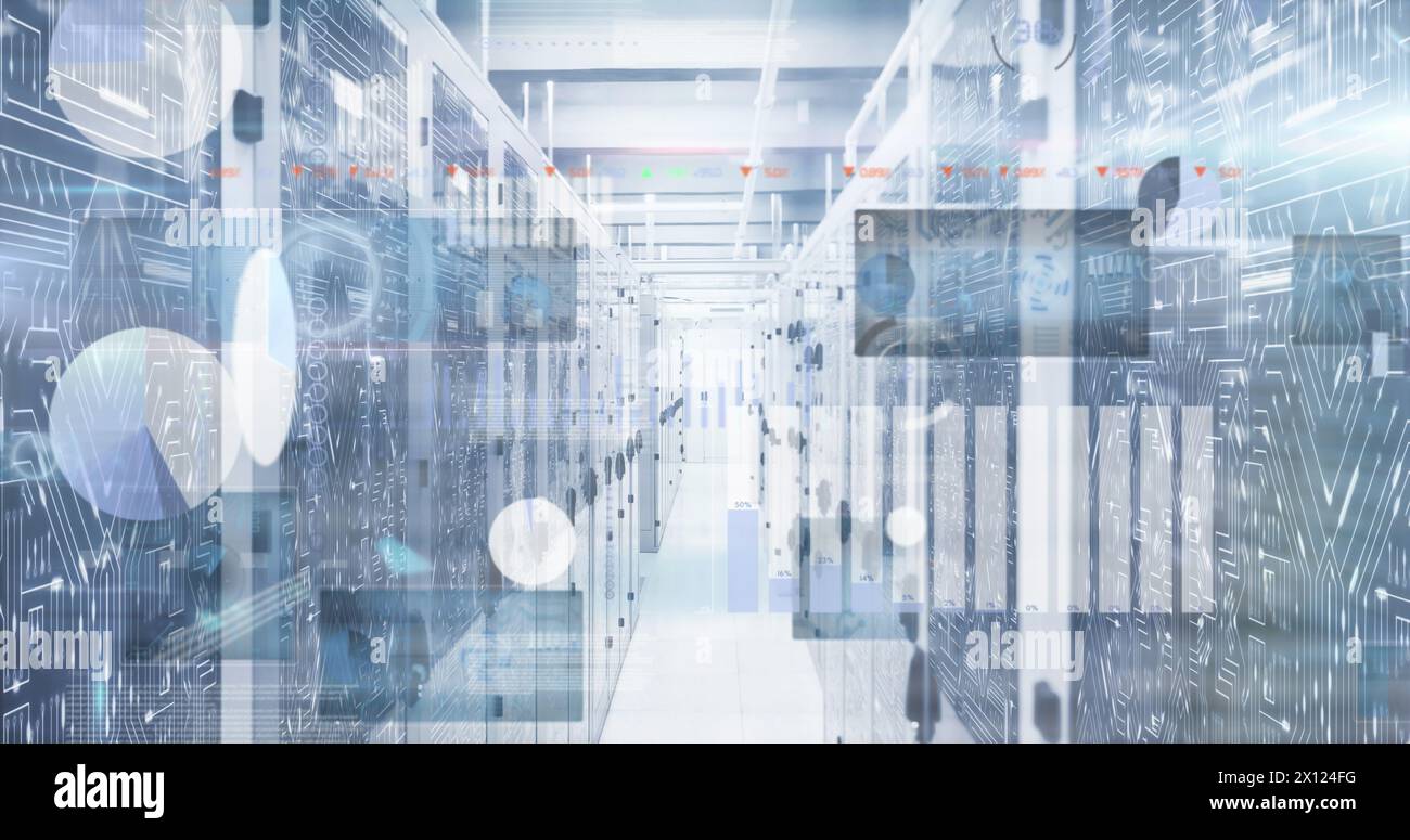 Image of data processing over server room Stock Photo - Alamy