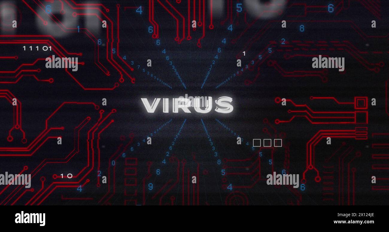 Interference Over A Virus Text With Data Processing And Computer Circuit Board Images In The 