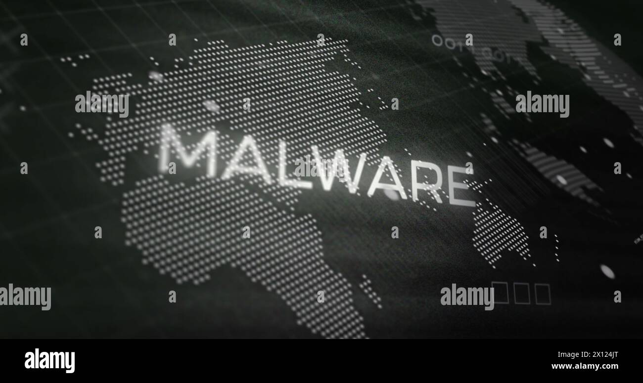 Image of malware text over world map and data processing on black background Stock Photo - Alamy