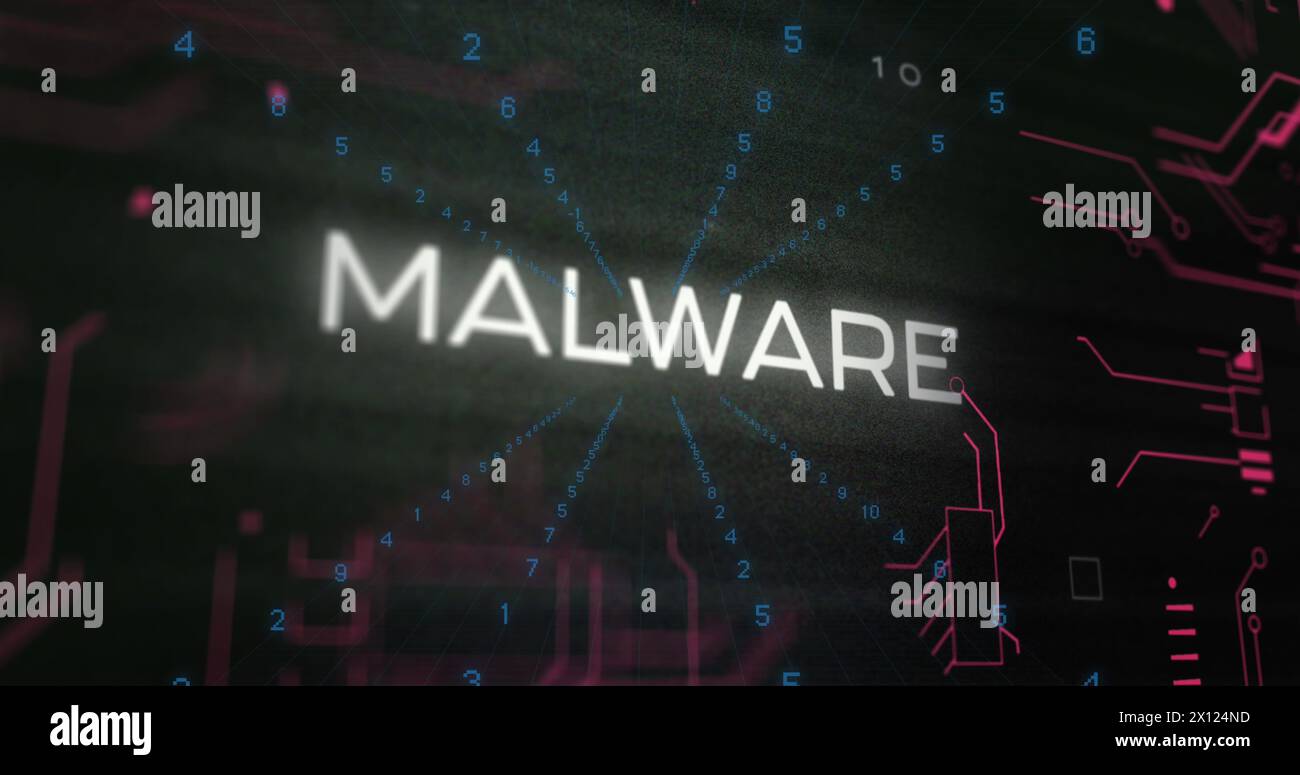 Image of x symbol on malware text in changing numbers tunnel with ...