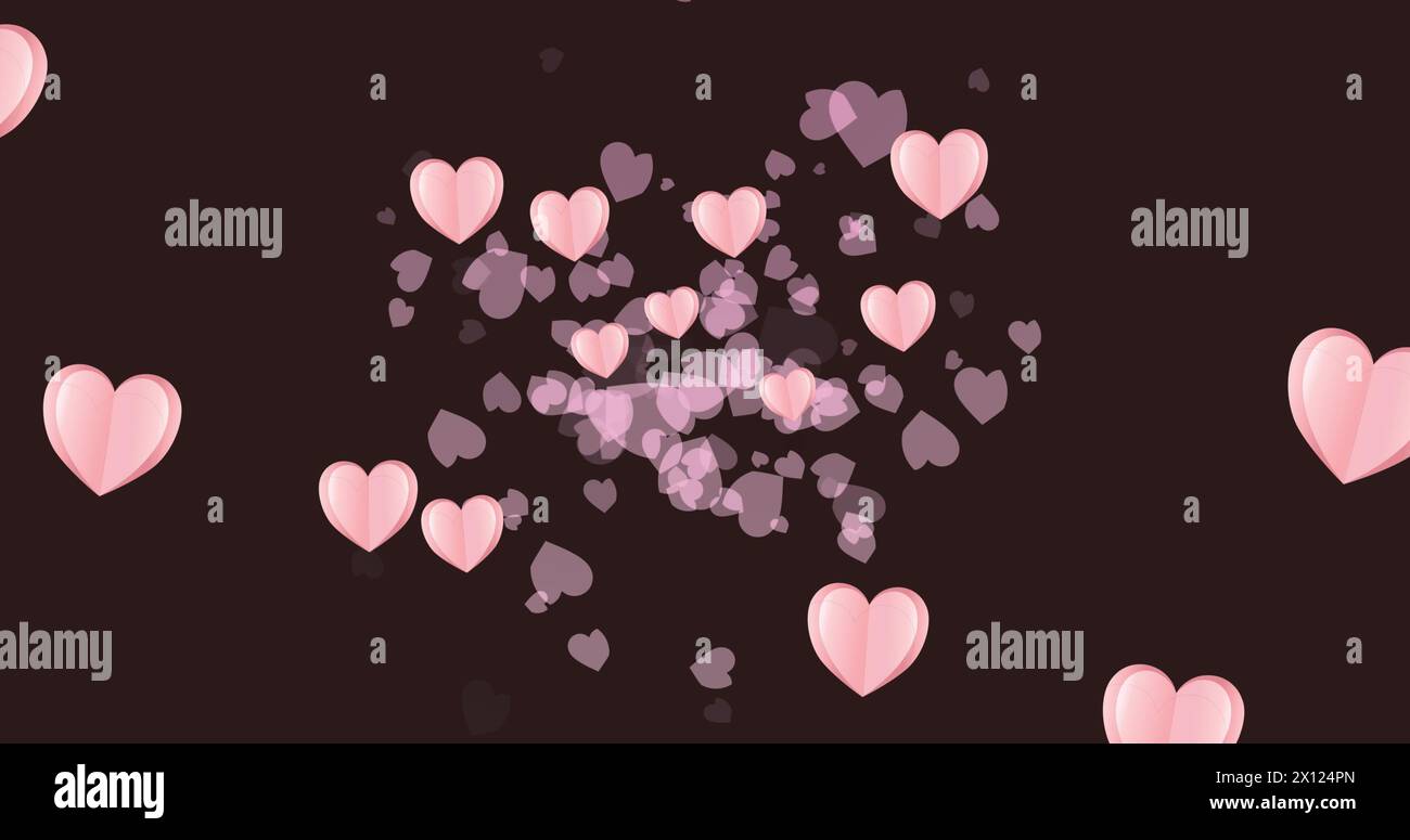 Image of multiple pink hearts on black background Stock Photo - Alamy