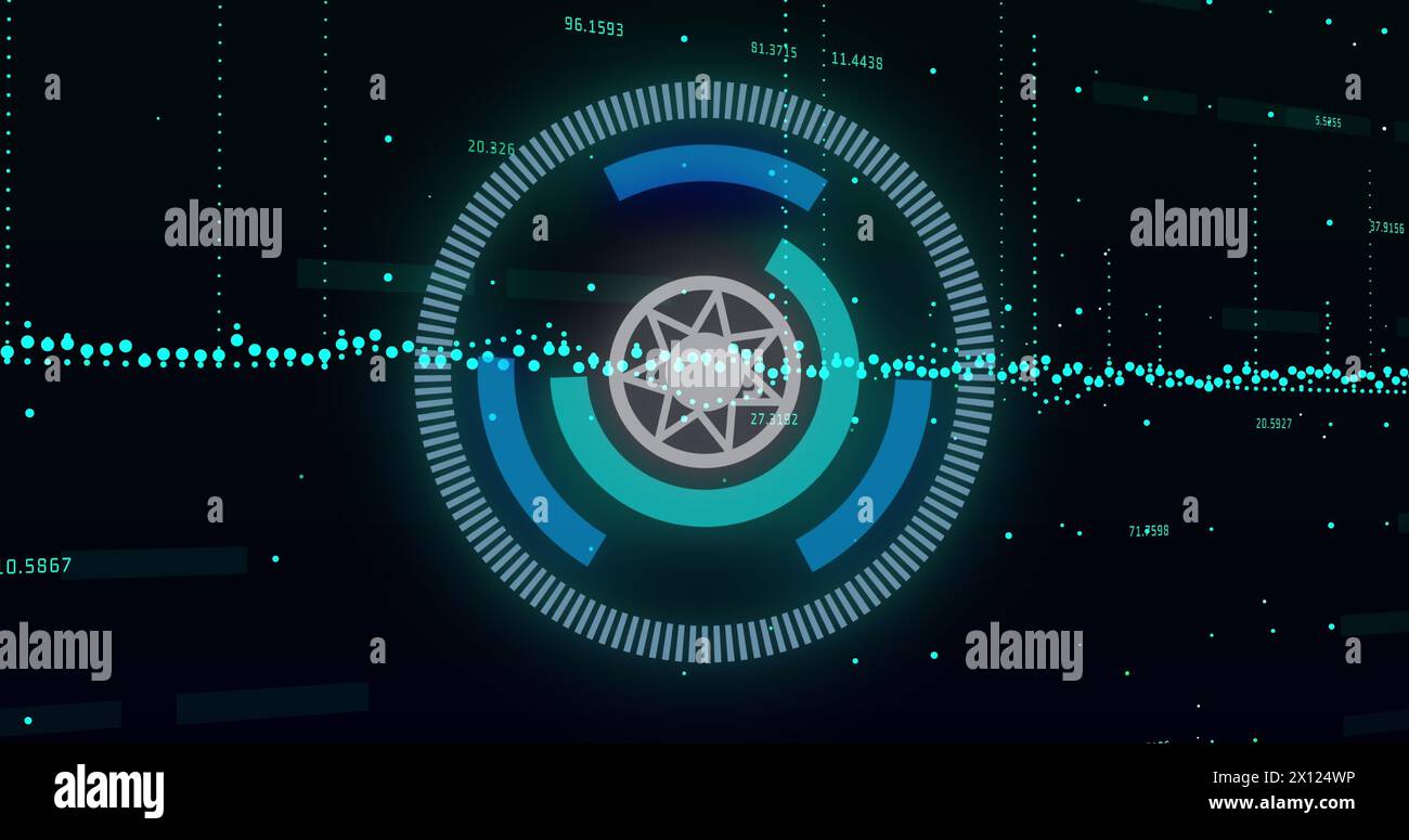 Image of scope scanning and financial data processing Stock Photo - Alamy