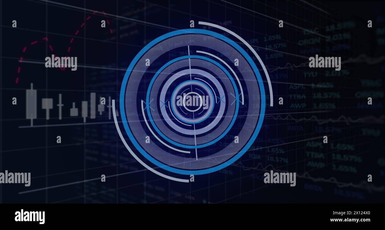 Image of scope scanning and financial data processing Stock Photo - Alamy