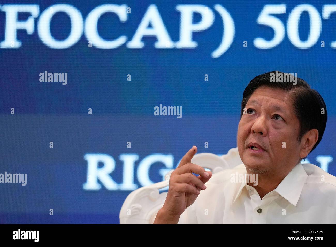 Philippine President Ferdinand Marcos Jr. answers questions during a ...