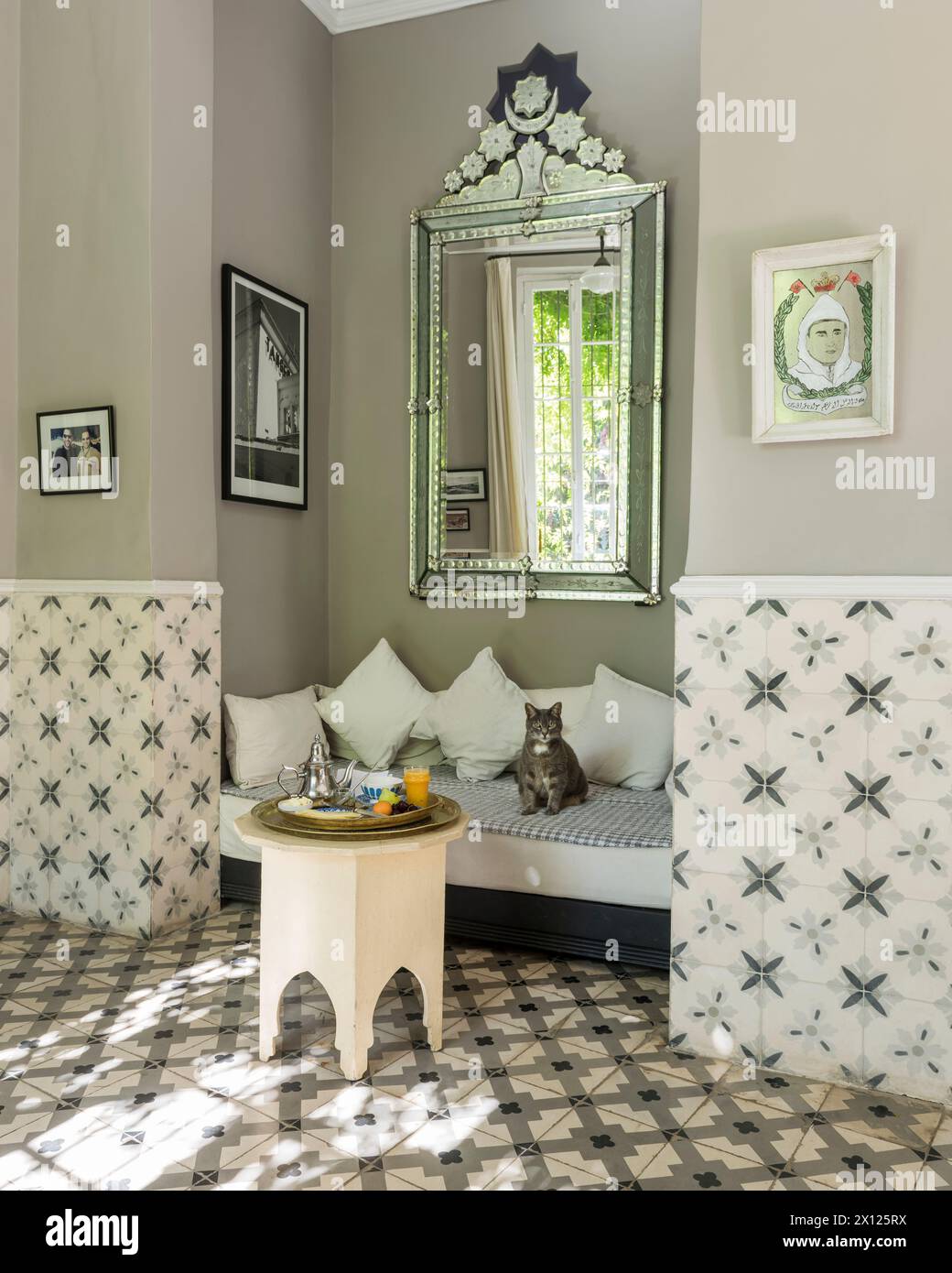 Recessed seating area with Moroccan tiling in Mimi Calpe, 1950s French ...