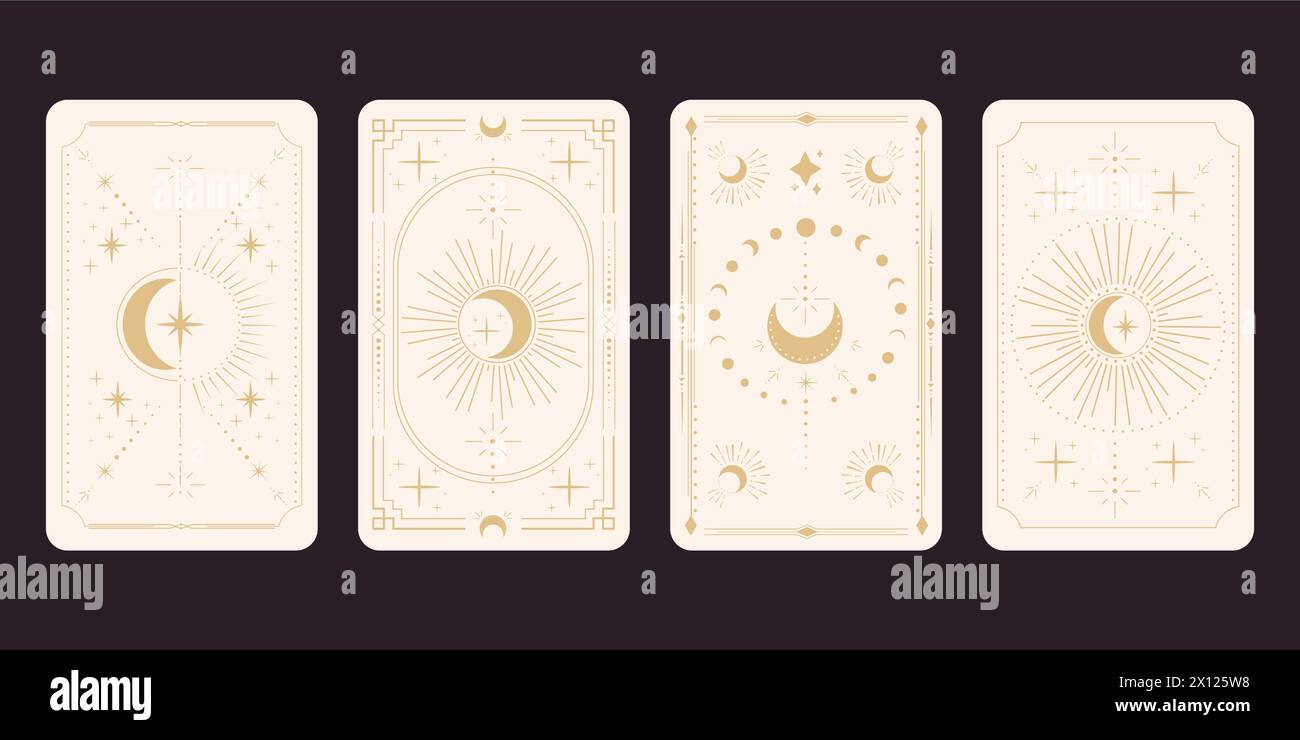 Tarot reverce border card frame gold line border celelstial mystery ...