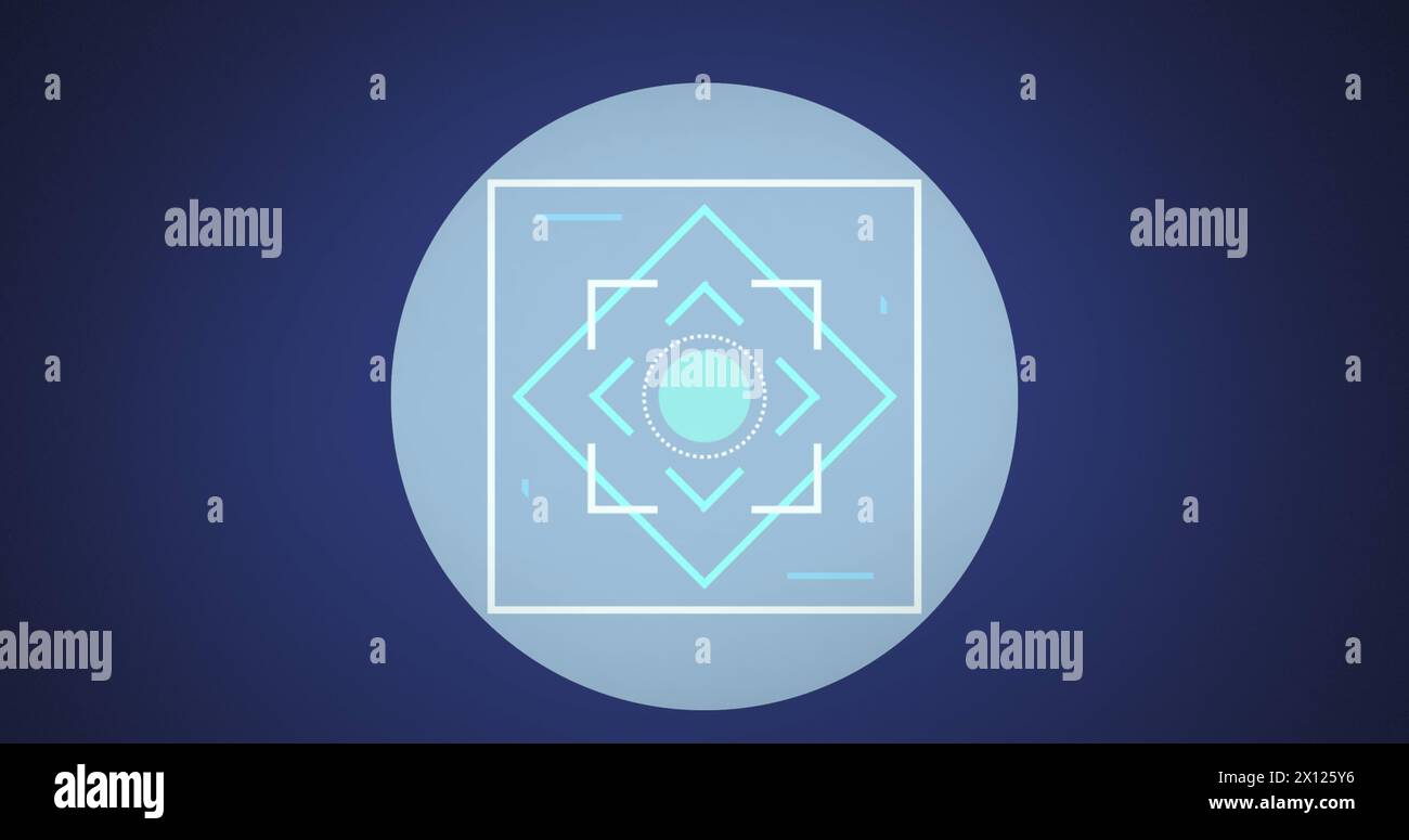 Image of neon scope scanning over grey round banner against copy space ...