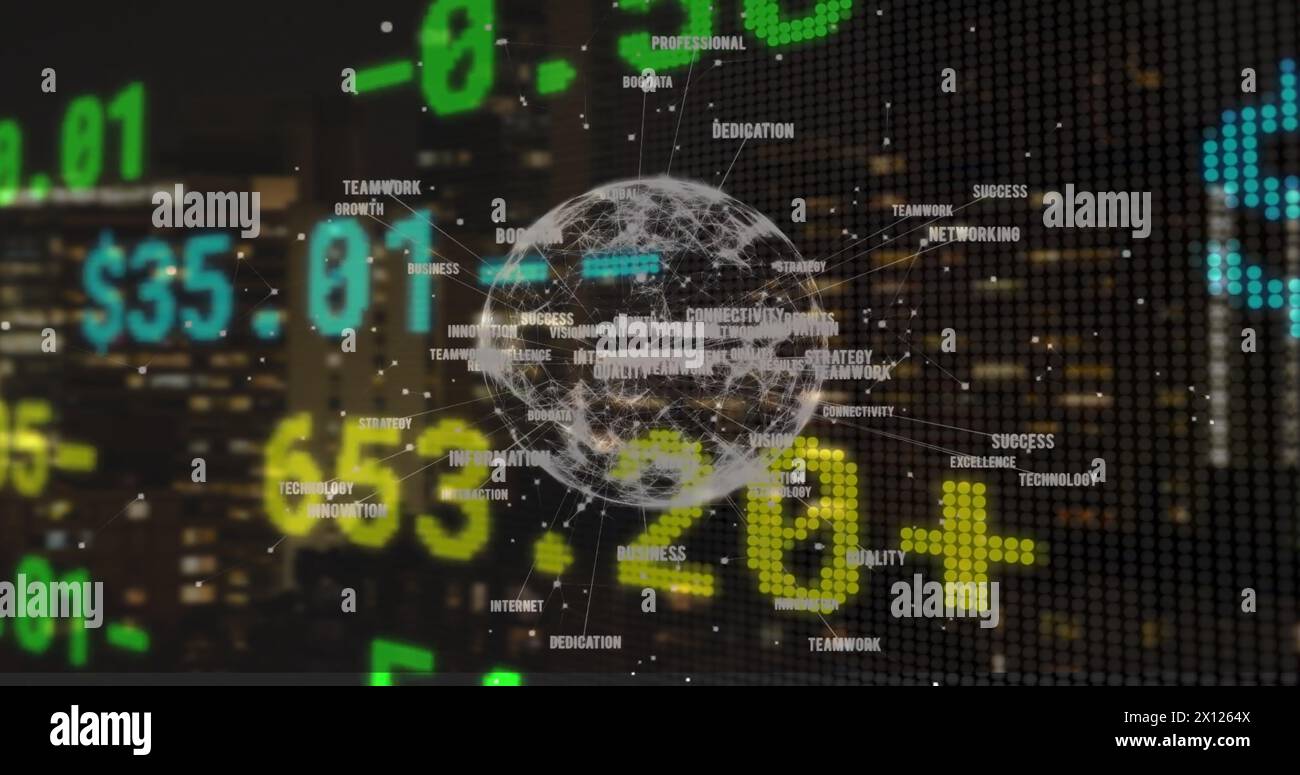 Image of financial data processing over globe Stock Photo - Alamy