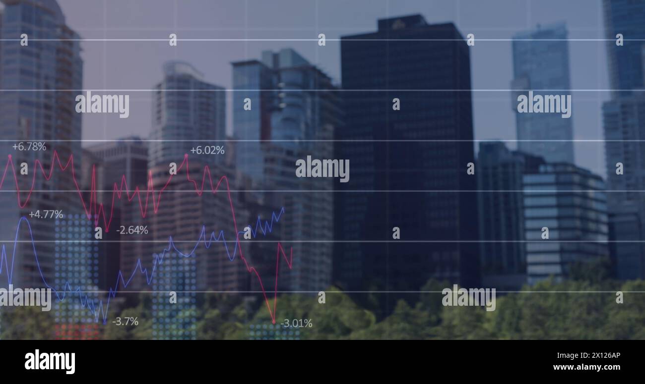 Image of data processing over cityscape Stock Photo - Alamy