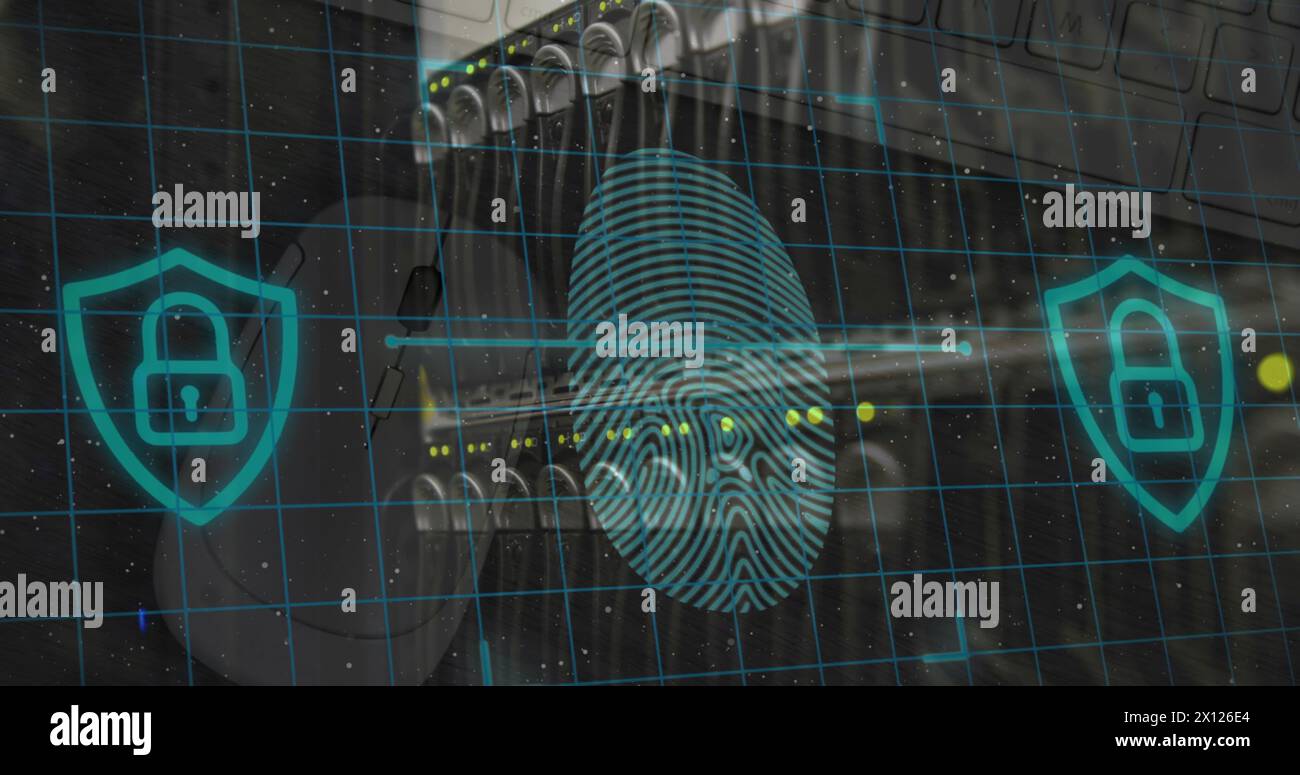 Image of data processing over server room Stock Photo - Alamy