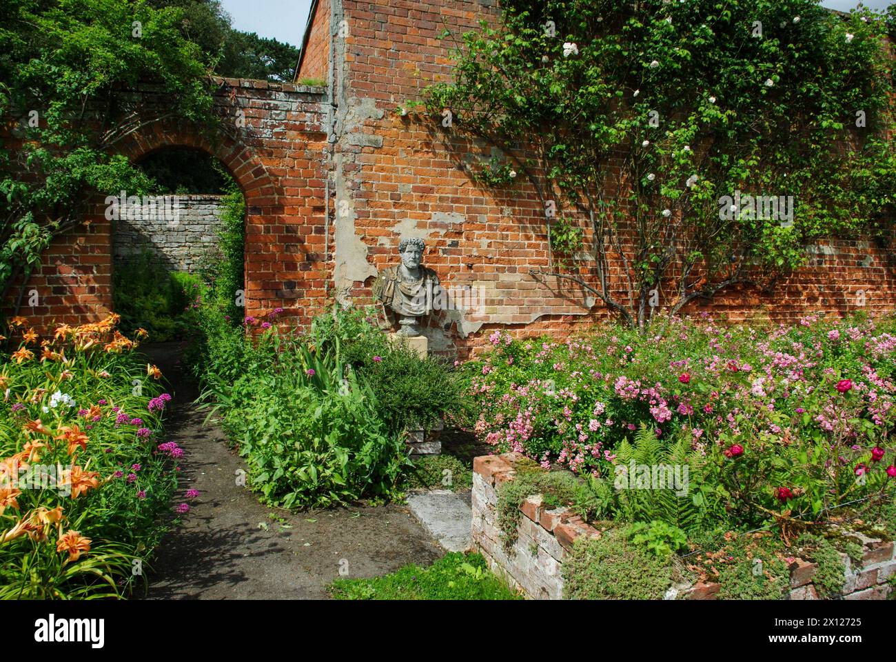 Inside the walled Garden at Turvey House, an historic English Country ...