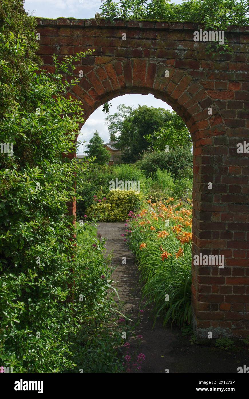 Inside the walled Garden at Turvey House, an historic English Country ...
