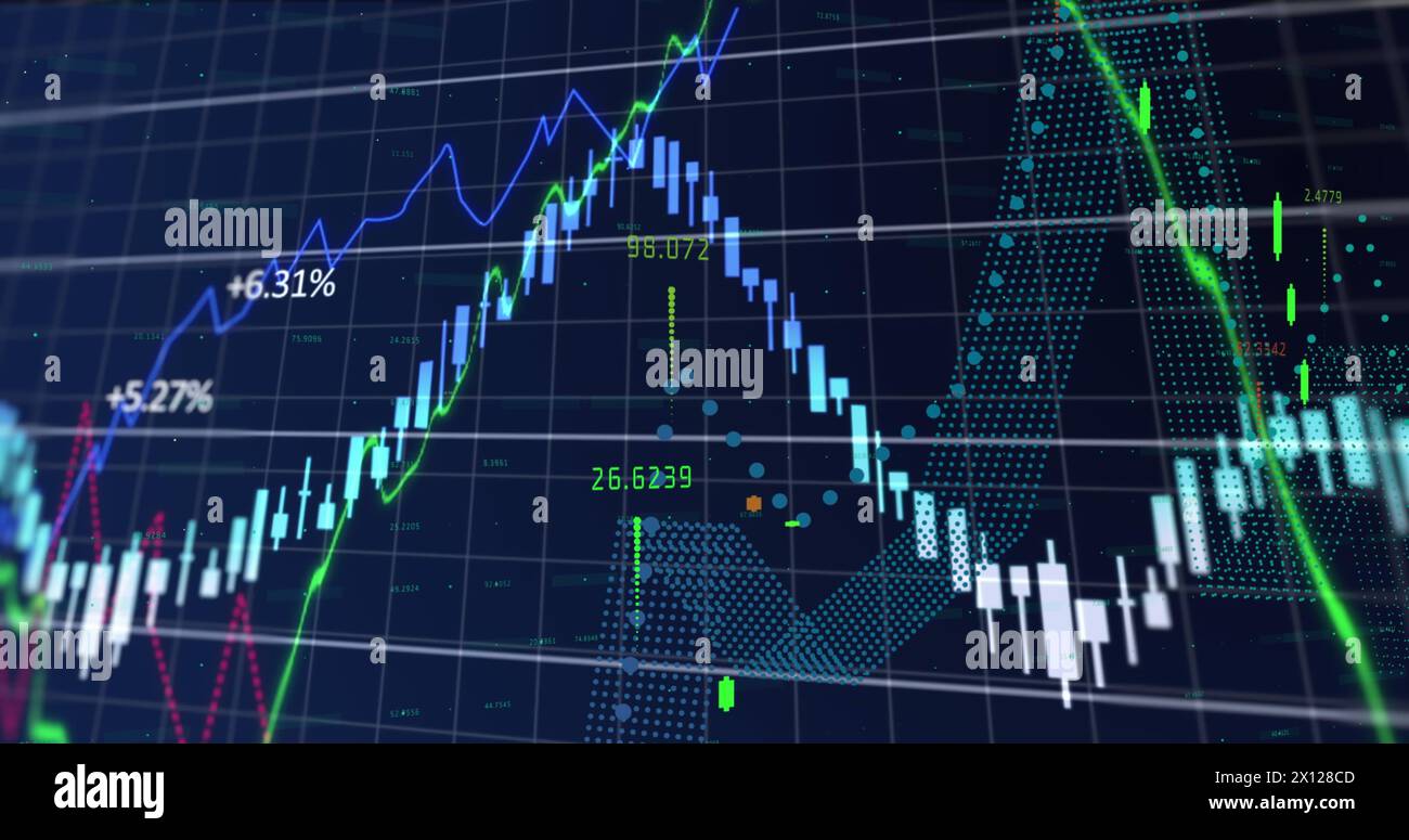 Image of multiple graphs with increasing numbers against abstract ...
