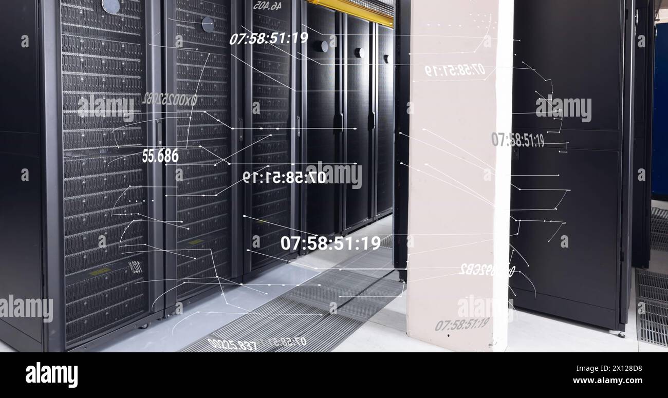 Image of network of connections and data processing against computer ...