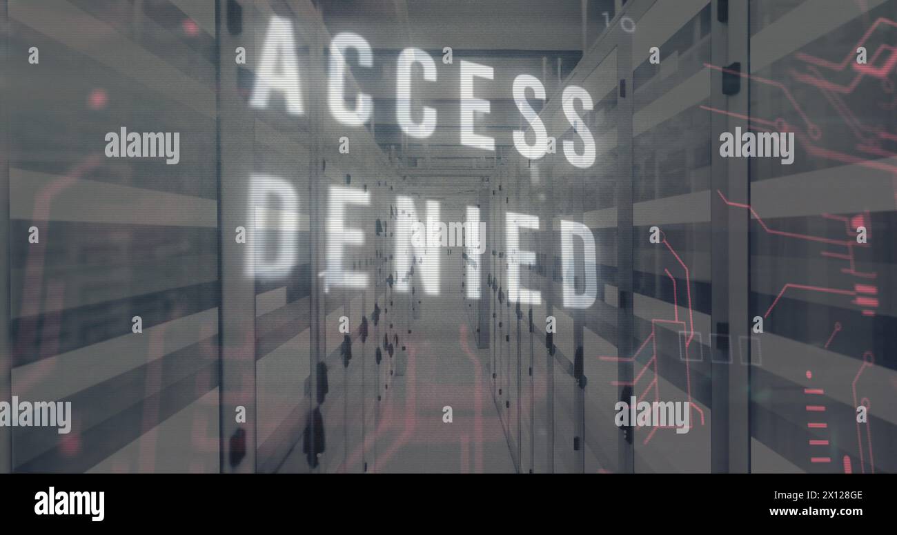 Image of access denied text in circuit board pattern and binary codes ... Image of access denied text in circuit board pattern and binary codes ...