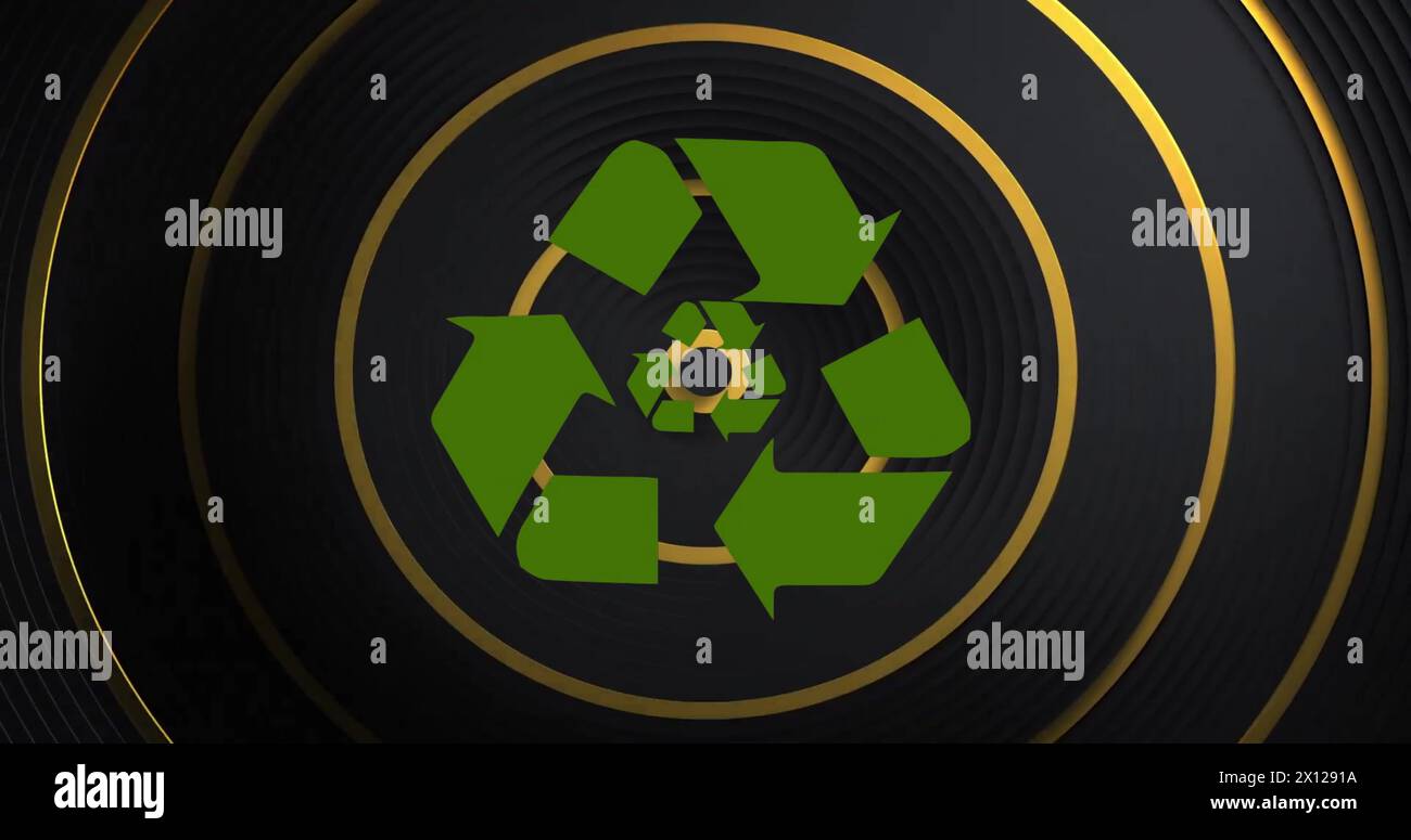 Image of recycling symbols over black and yellow background Stock Photo ...