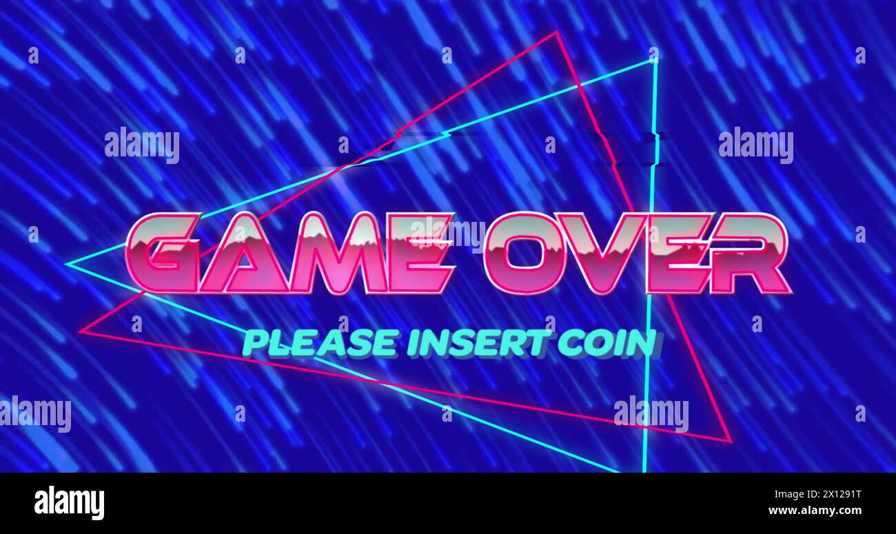 Image of game over text and shapes on blue background Stock Photo - Alamy