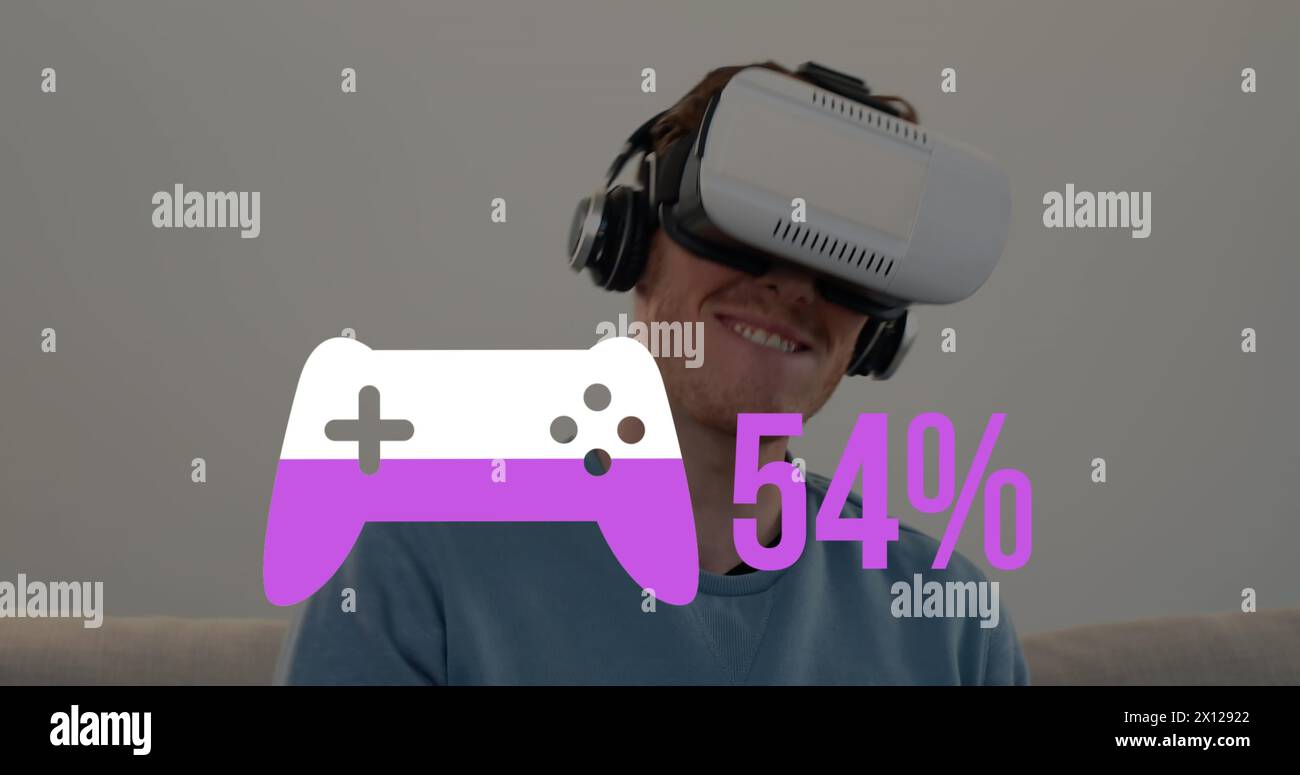 Image of a game pad shape and percent increasing from zero to seventy ...