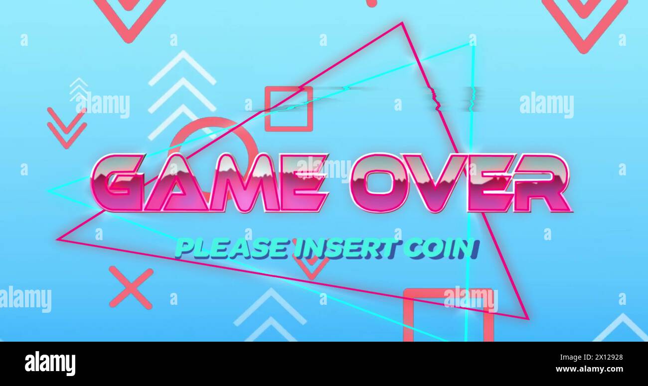 Image of game over text and shapes on blue background Stock Photo - Alamy