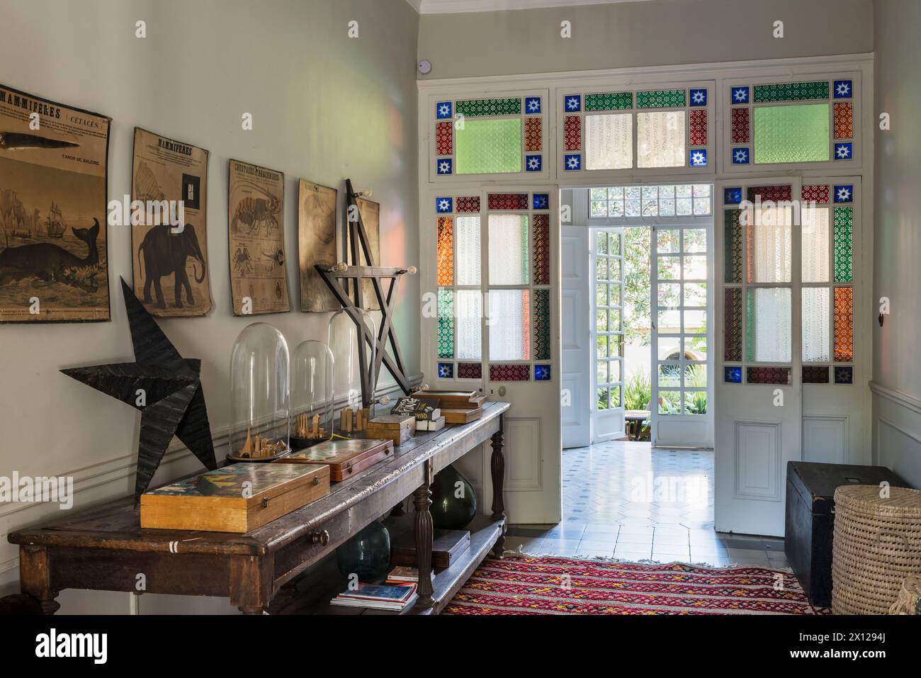 Stained glass entrance doorway at Mimi Calpe, 1950s French luxury villa ...