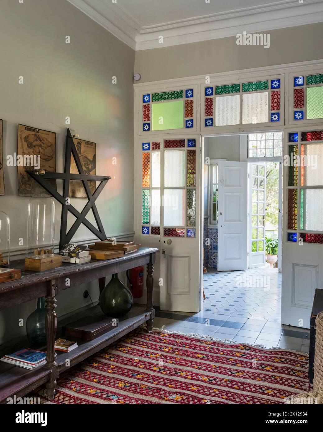 Stained glass entrance doorway at Mimi Calpe, 1950s French luxury villa ...