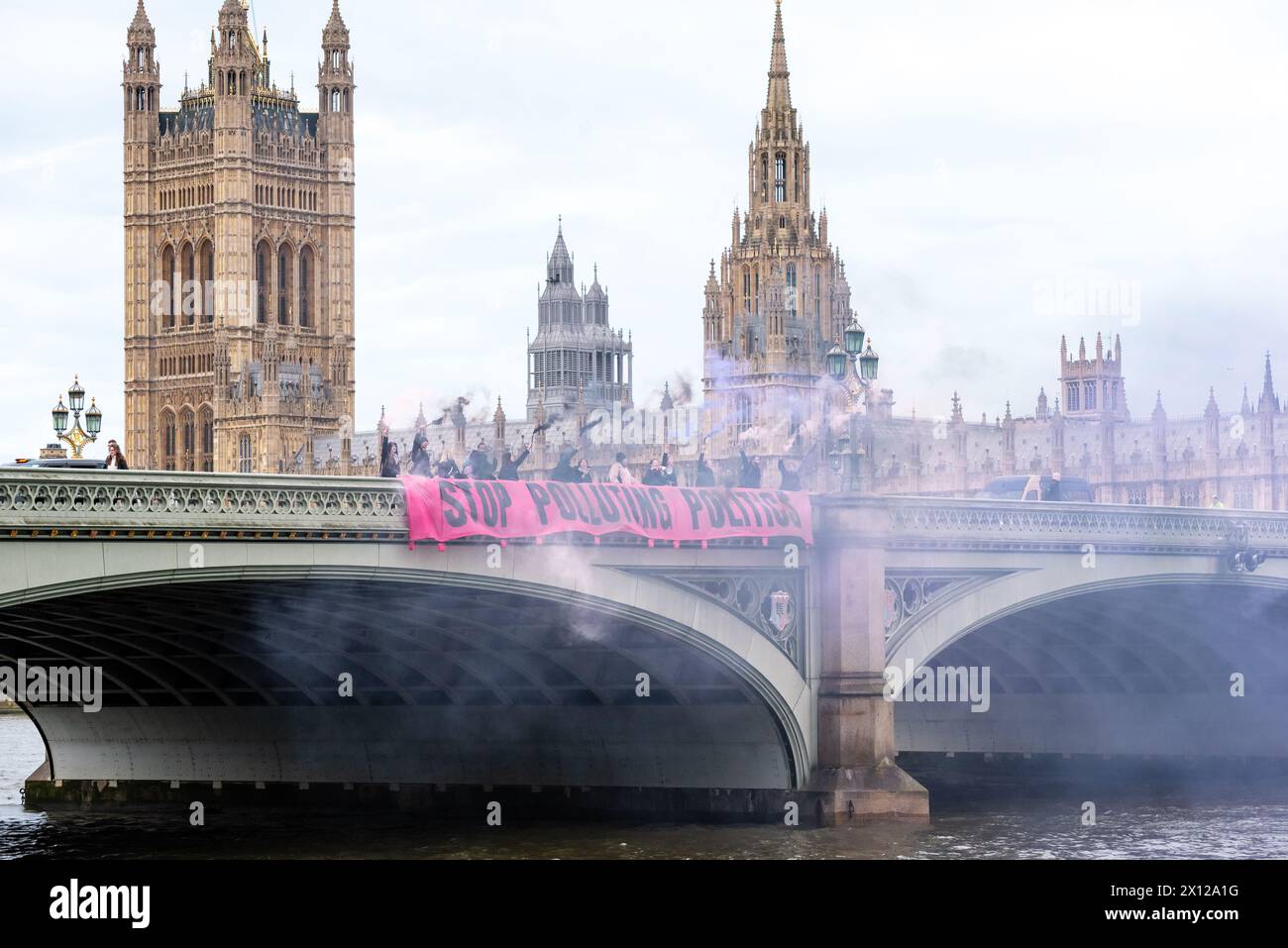 London, UK. 15 April 2024. Climate activists from Climate Resistance ...