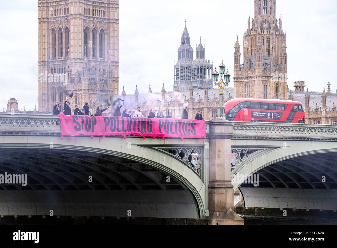 London, UK. 15 April 2024. Climate activists from Climate Resistance ...