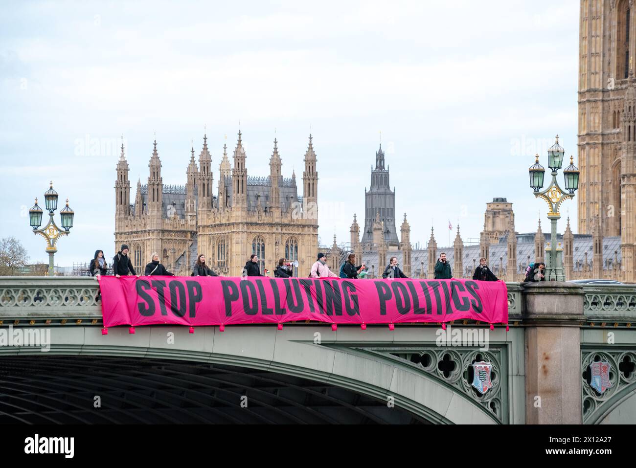 London, UK. 15 April 2024. Climate activists from Climate Resistance ...