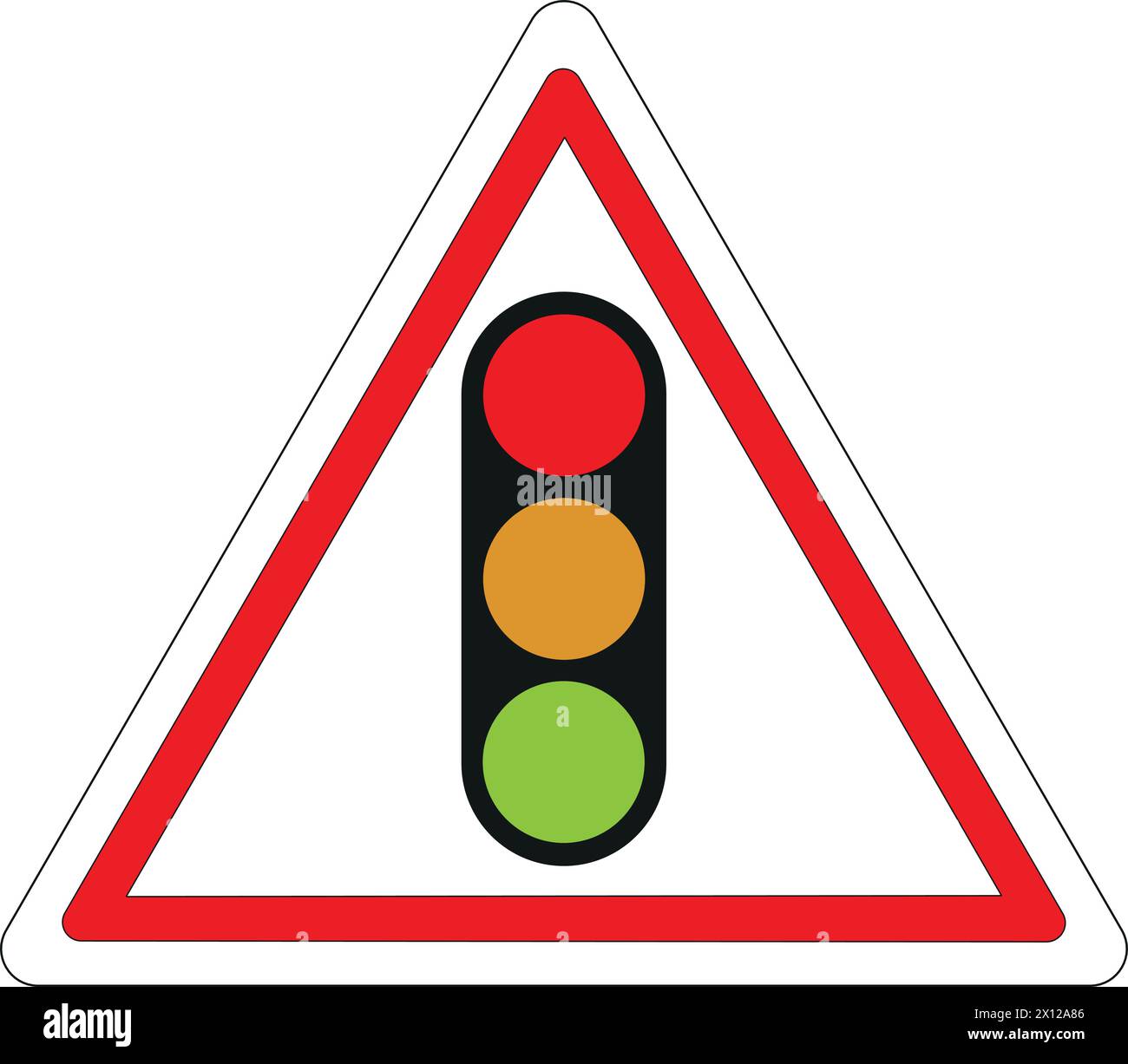 Triangular sign with white background and red surround: Traffic light ...
