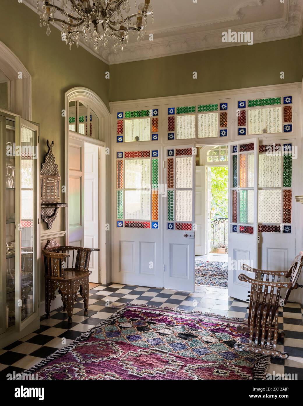 Decorative stained glass entrance to Mimi Calpe, 1950s French luxury ...