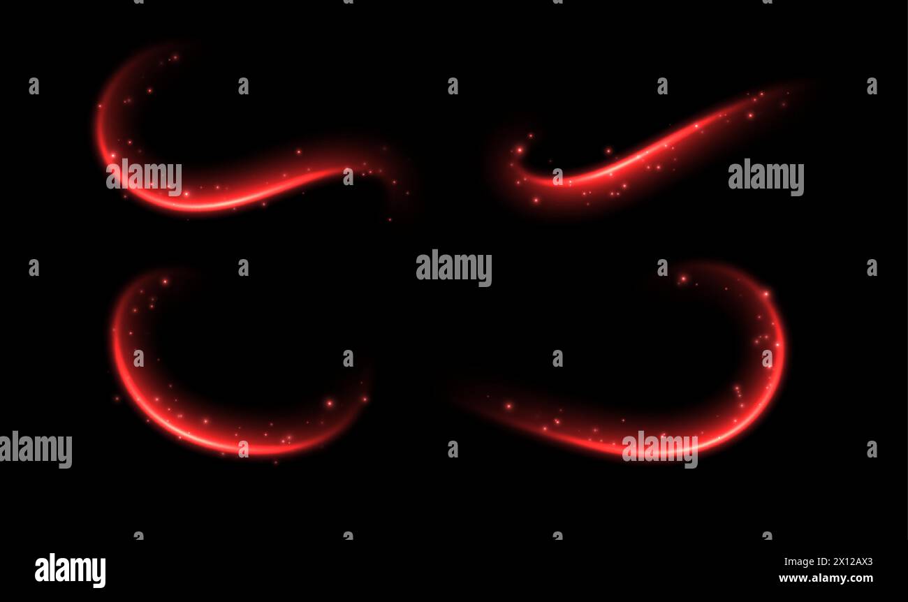 Red light trails, glowing motion effect. Hot air flow effect, warm ...