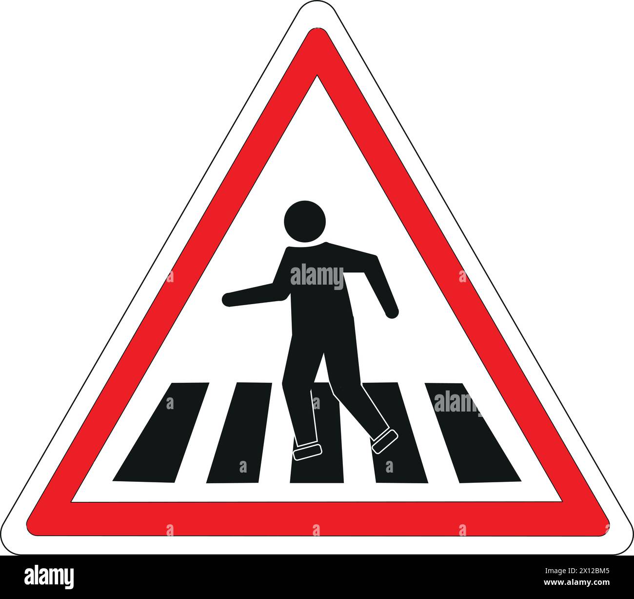 French triangular road sign with white background and red border ...