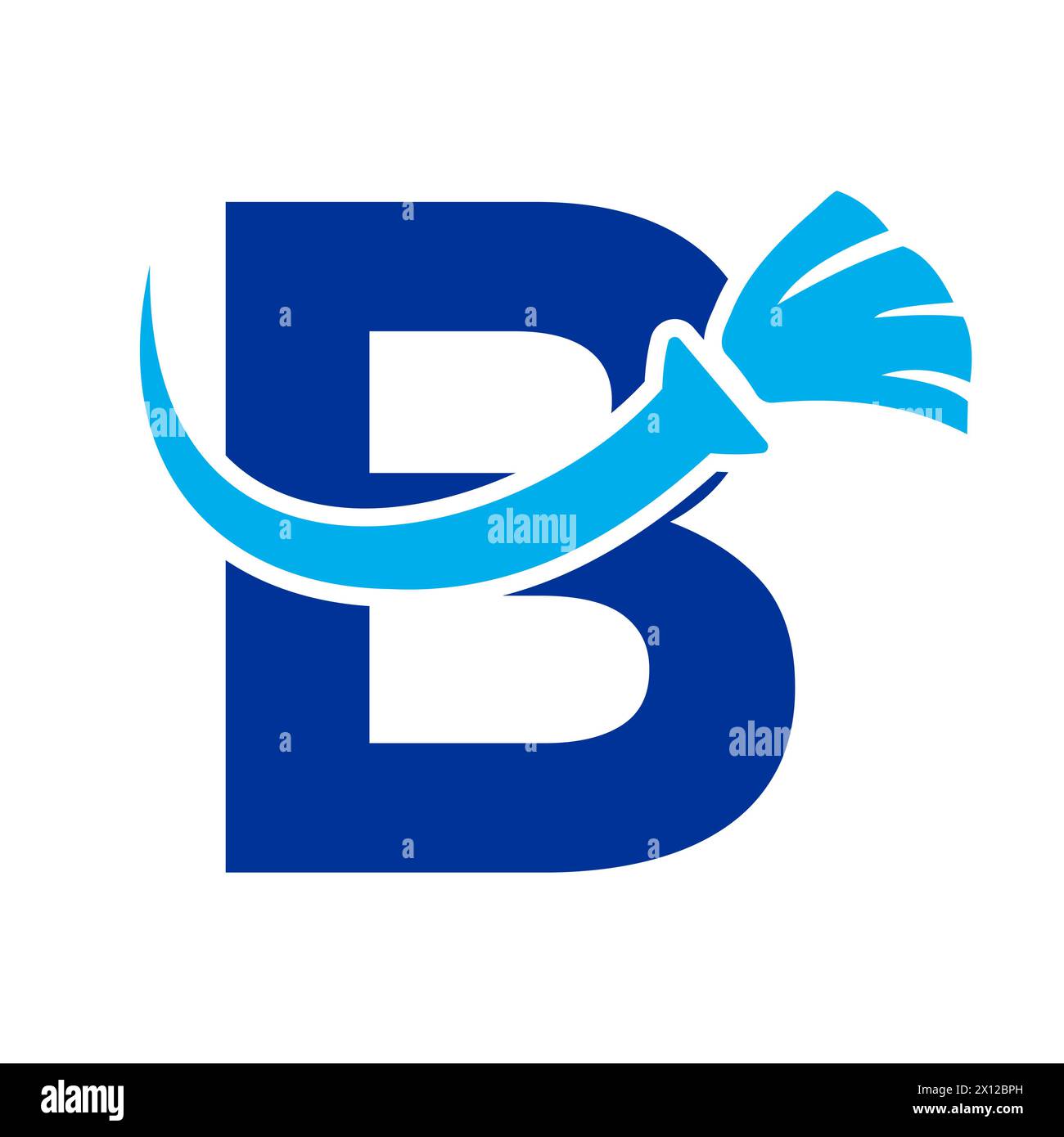 Letter B House Clean Logo With Clean Brush Symbol. Maid and Broom Icon ...