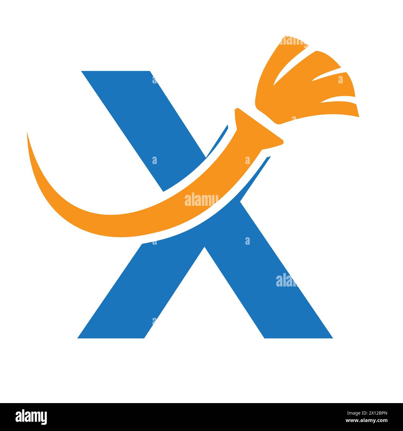 Letter X House Clean Logo With Clean Brush Symbol. Maid and Broom Icon ...