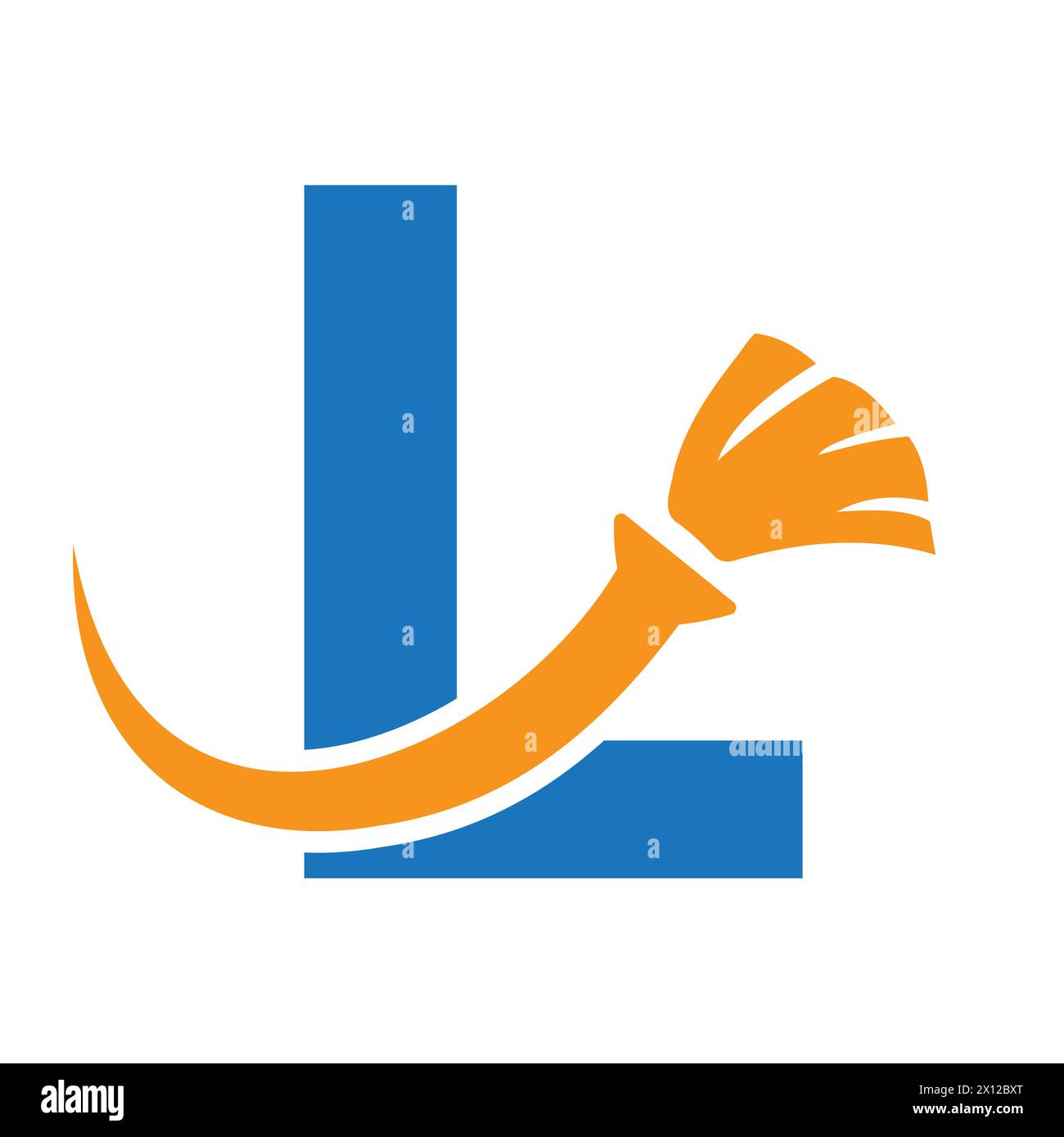 Letter L House Clean Logo With Clean Brush Symbol. Maid and Broom Icon ...