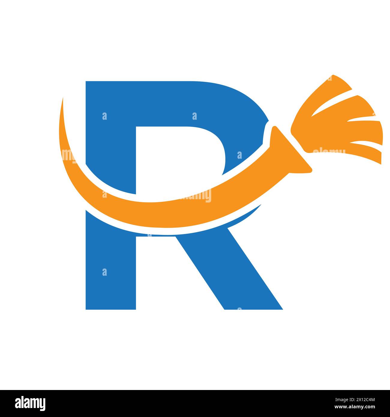Letter R House Clean Logo With Clean Brush Symbol. Maid and Broom Icon ...
