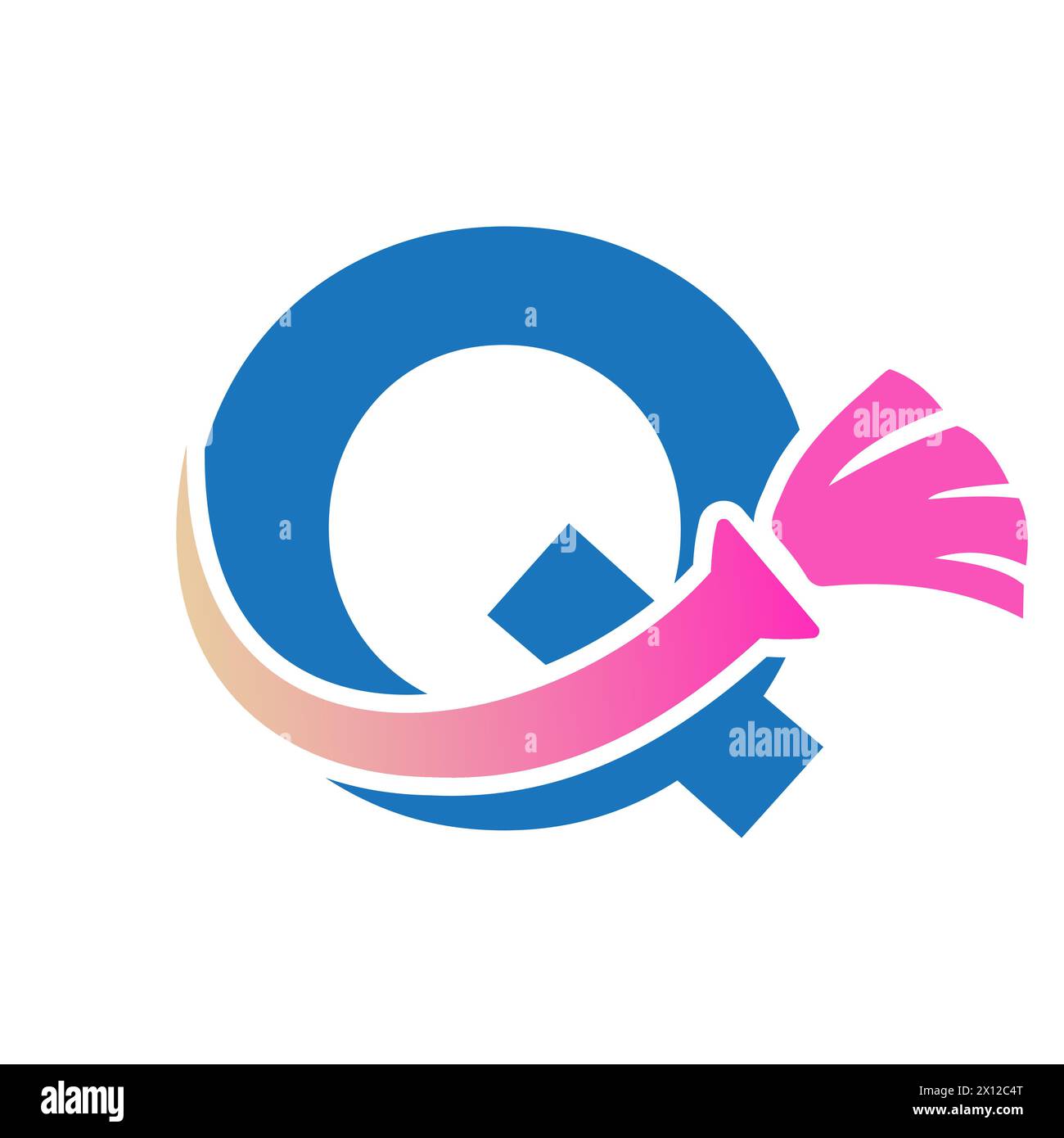 Letter Q House Clean Logo With Clean Brush Symbol. Maid and Broom Icon ...