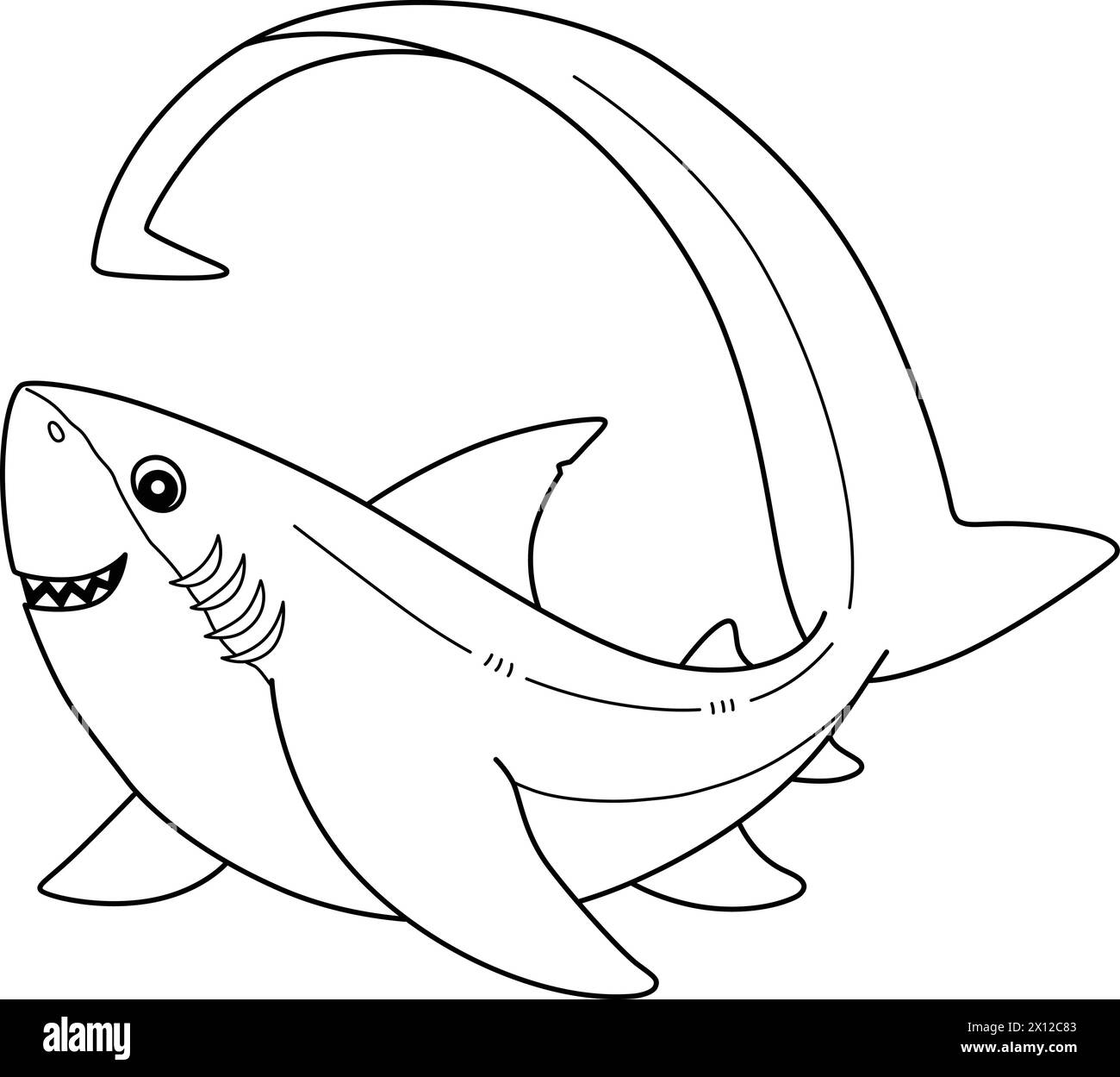 Thresher Shark Isolated Coloring Page for Kids Stock Vector Image & Art ...