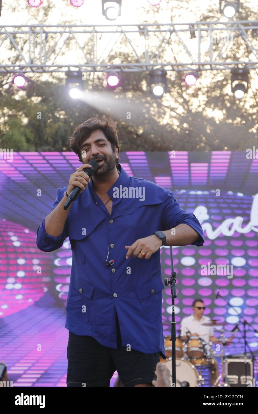 NEW DELHI, INDIA - APRIL 8: Singer Akhil Sachdeva aka Nashaboy performs ...
